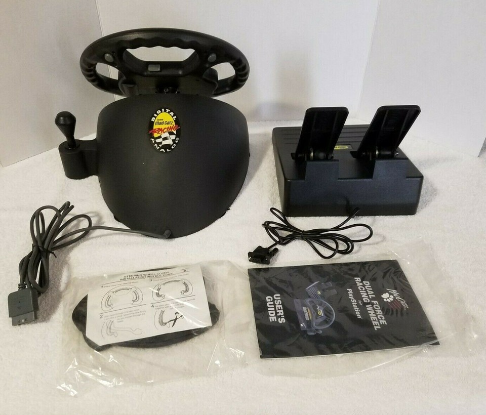 1998 MAD CATZ DUAL FORCE RACING WHEEL AND PEDDLES FOR PLAYSTATION PS1 ...