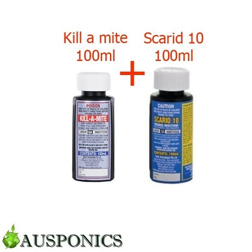 100ML KILL-A-MITE Spider Mite Control + 100ML SCARID 10 Fungas Gnat Fly ...