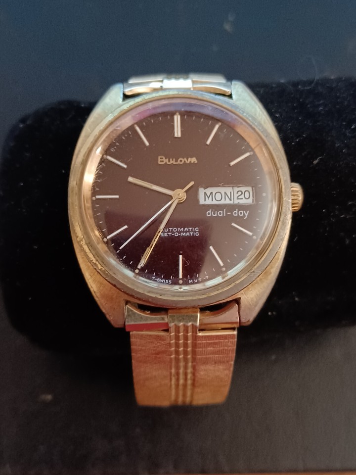 Vintage Bulova Set-O-Matic Automatic N7 Brown Dial Mens Watch Runs | eBay