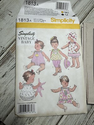 Simplicity Vintage 1813 Sewing Pattern Size XXS-L Baby Romper Top Pants ...