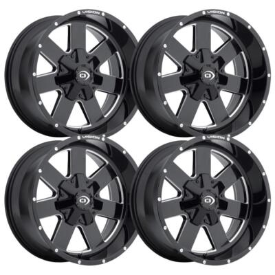 (Set-4) Vision 411 Arc 17x9 5x5.5 5x139.7 12mm black milled Wheels 17 ...