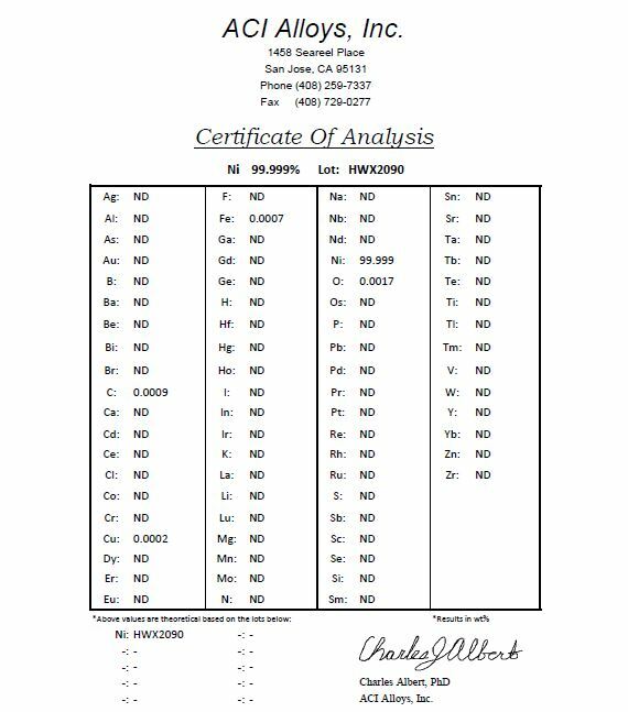 Nickel 99.999% pure, 2.00" diameter x 0.125" thick | eBay