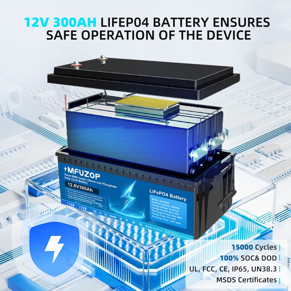 12V 300Ah Lithium LiFePO4 Battery 10000+ Deep Cycle 24V/36V/48V RV Off ...