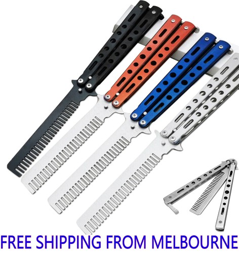 Steel Butterfly Balisong Folding Training Practice Comb Hair Styling ...