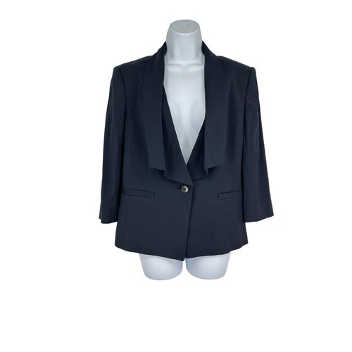 Ann Taylor Navy 1 Button Blazer Jacket Womens Size 10 | eBay