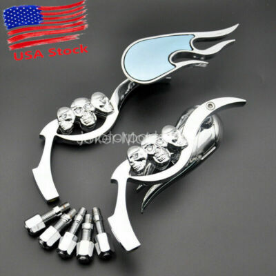 Chrome Skull Rear View Mirrors For Harley Street Glide Road Glide ...