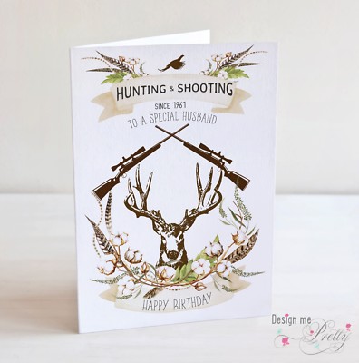 Personalised A5 HUNTING AND SHOOTING STAG Birthday Card - Husband ...