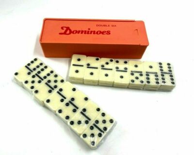 Standard DOMINOES Set of 28 Double Six Domino Tiles With Plastic Case ...