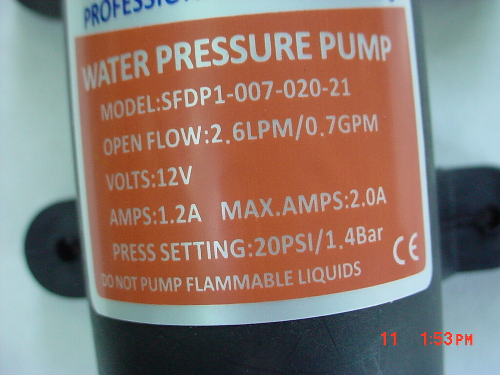 Sea Flow Water Pressure Pump Model SFDP1-007-020-21 (0.7 GPM) Open Flow ...