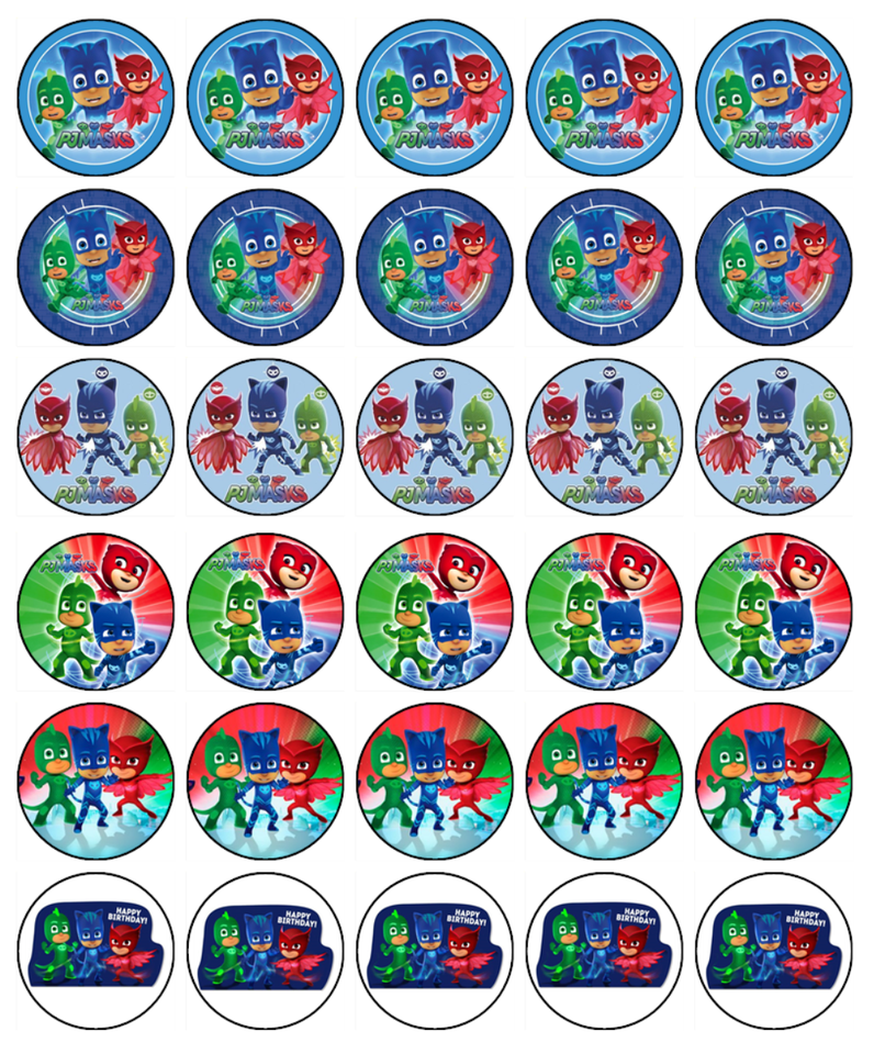PJ Mask Edible Wafer Cupcake Decorations | Birthday Party Toppers | eBay