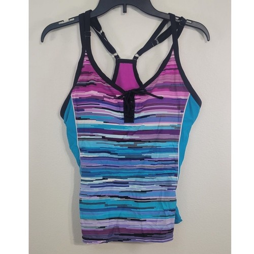 Zeroxposur Swimwear Tankini Womens Large Multi-Colored Fun Funky Bright ...