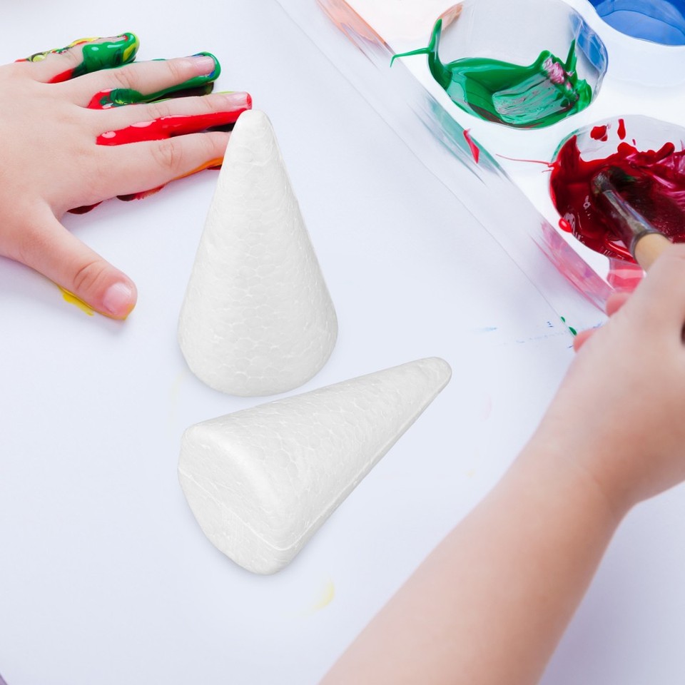 12pcs Handmade White Solid Cone Children DIY Craft Cone Accessories ...