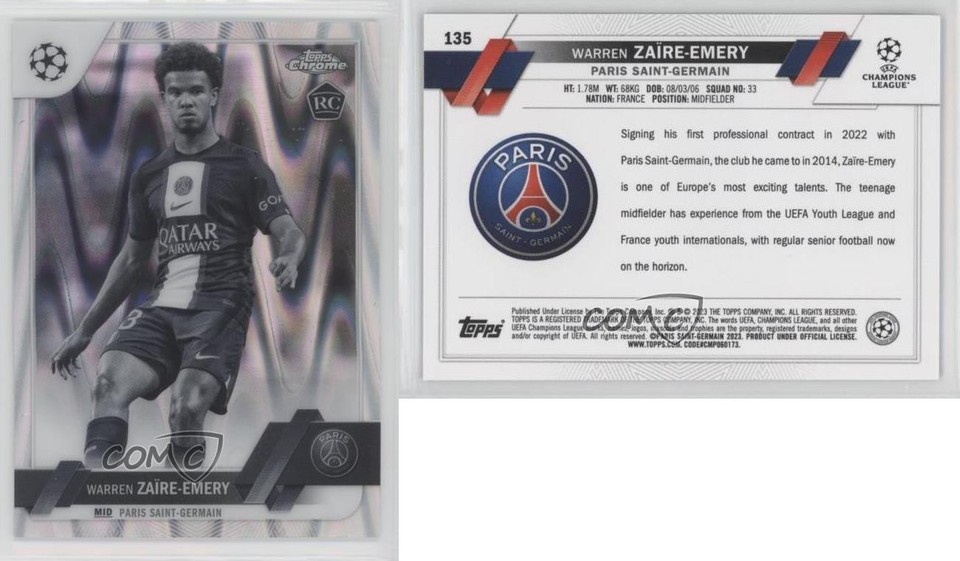 2022 Topps Chrome UEFA Club Competitions Warren Zaire-Emery Zaïre-Emery ...