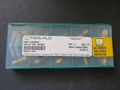 10 pcs TOOL-FLO V84 NT 10P Grade GP50C Carbide Threading Inserts ...