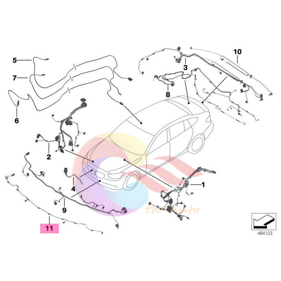 ★Front Bumper PDC Wiring Harness Set 61129210770 For BMW F07 5-Series ...