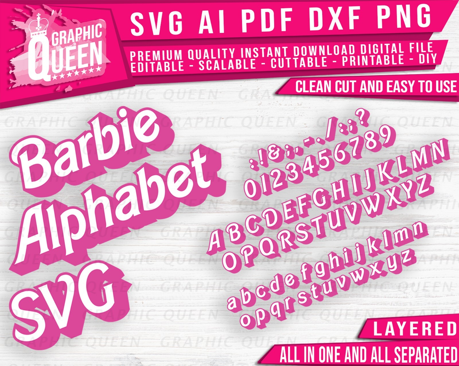 Barbie layered letters and numbers SVG | Grelly USA