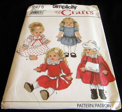 Vintage 1989 Simplicity #9478 Doll Clothes 14" - 18" Cape Muff Pattern ...