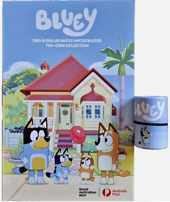 Brand New BLUEY 2024 $1 x 10 Coin Set Uncirculated UNC Tube Folder ...