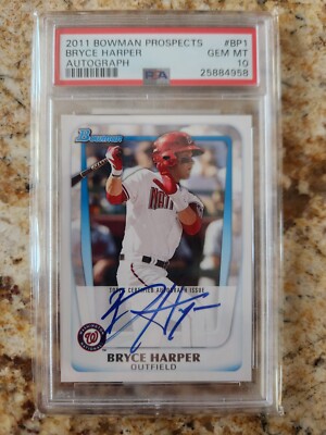 2011 Bowman Chrome Bryce Harper Autographed Rookie Card PSA 10 GEM MINT ...