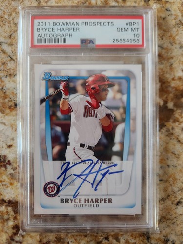 2011 Bowman Chrome Bryce Harper Autographed Rookie Card PSA 10 GEM MINT ...