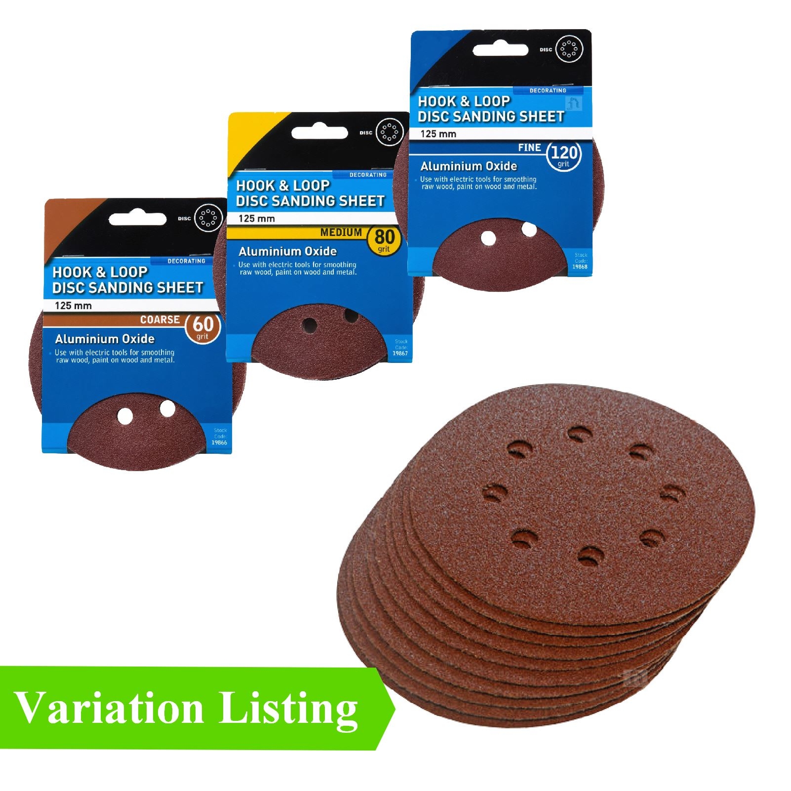 Hook and Loop 125mm Sanding Discs, Random Orbital Circular Sandpaper ...