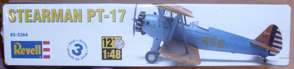 REVELL STEARMAN PT-17 WWII MODEL AIRPLANE MODEL KIT BOXED 1/48 85-5764 ...