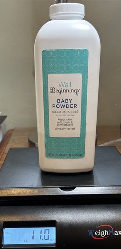 Well Beginnings Baby Powder Talc 22 oz abt 25% remaining See pic 2014 ...