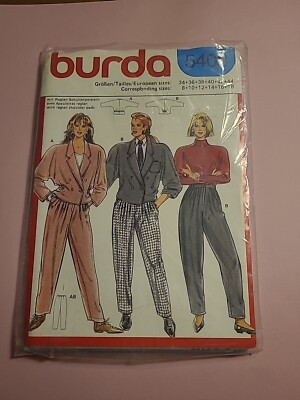 VINTAGE 1980 BURDA PATTERN GERMANY 5408 WOMEN JACKET/PANTS Size 8-18 UNCUT | eBay