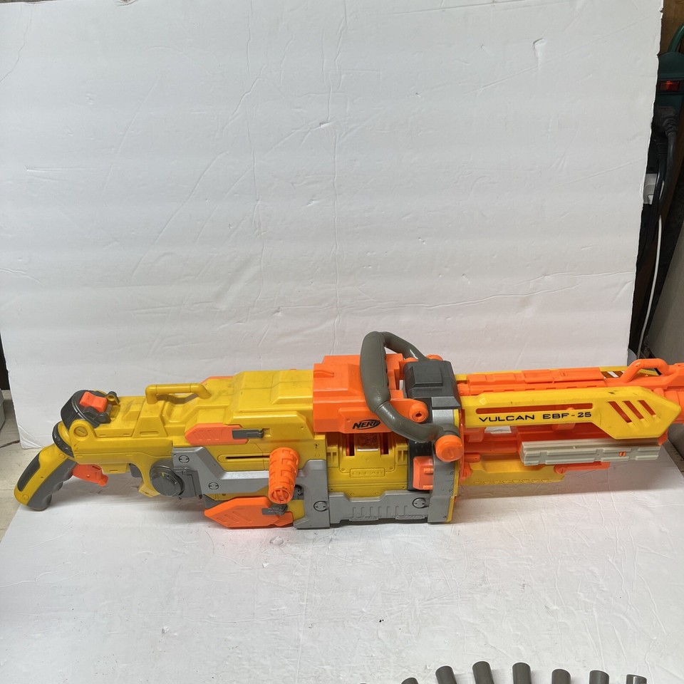 Nerf Vulcan EBF-25 Automatic Gun Dart Blaster Machine Tripod Ammo Belt ...