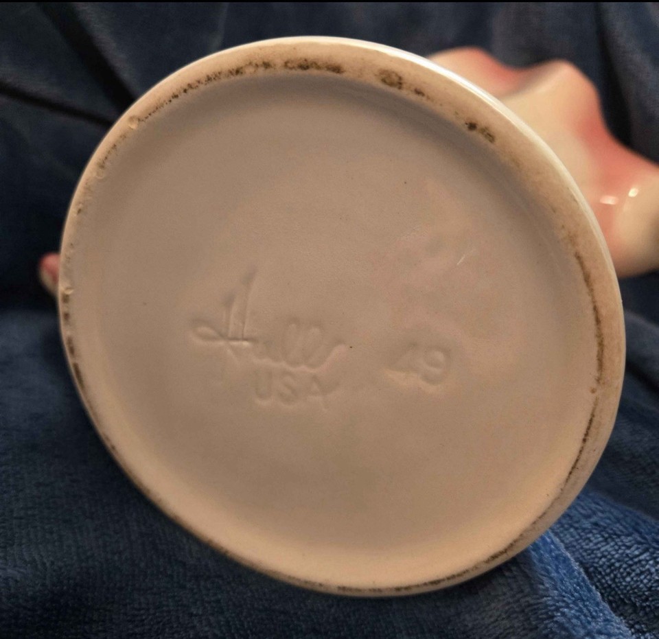 Hull USA 49 Ceramic Vase Pink Cream Green Grapes Floral Glossy Art ...