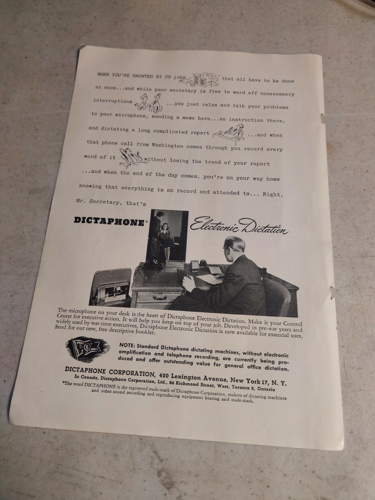 1945 print ad-Dictaphone Electronic Dictation-When you are handed 29 ...