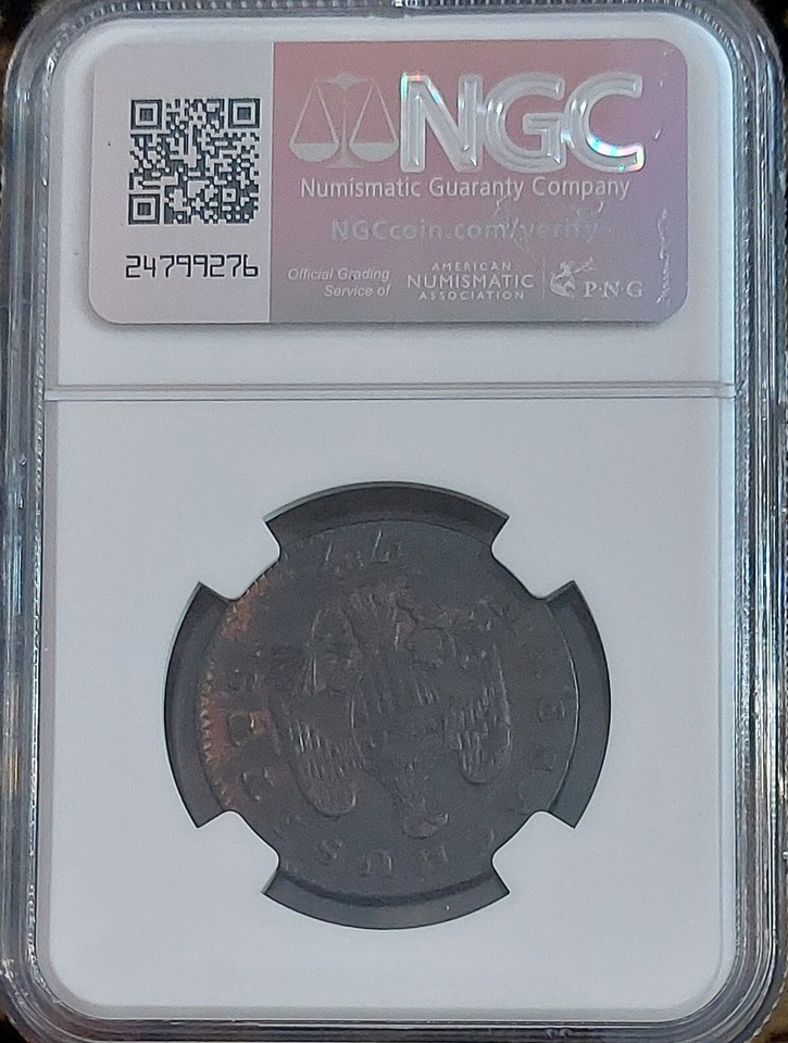 1787 MASSACHUSETTS Colonial Large 1c Cent Left Claw BURNISHED Copper ...