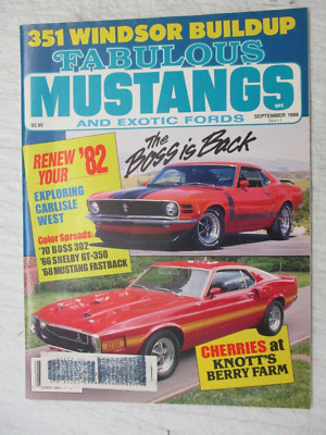 FABULOUS MUSTANGS MAGAZINE SEPT 1988 1970 BOSS 302 '66 SHELBY GT-350 68 ...