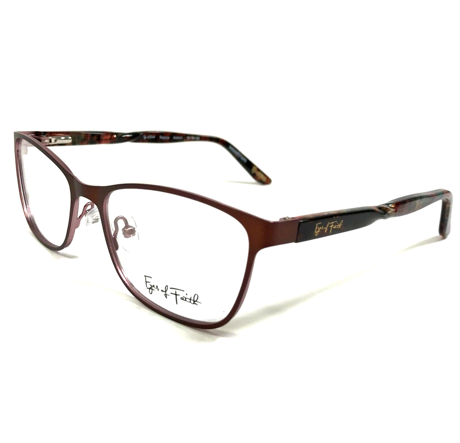Eyes of Faith Eyeglasses Frames Rejoice Auburn Brown Pink Square 52-16 ...