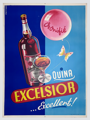 Original Vintage French Poster Quina Excelsior Alcohol Drink, Kalischer ...