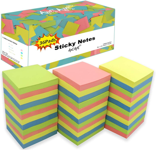 Sticky Notes 3X3, Self-Stick Notes, 36 Pads, 100 Sheets/Pad, Assorted ...