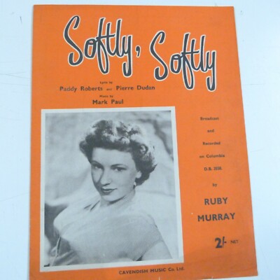 song sheet SOFTLY, SOFTLY Ruby Murray 1955 | eBay UK