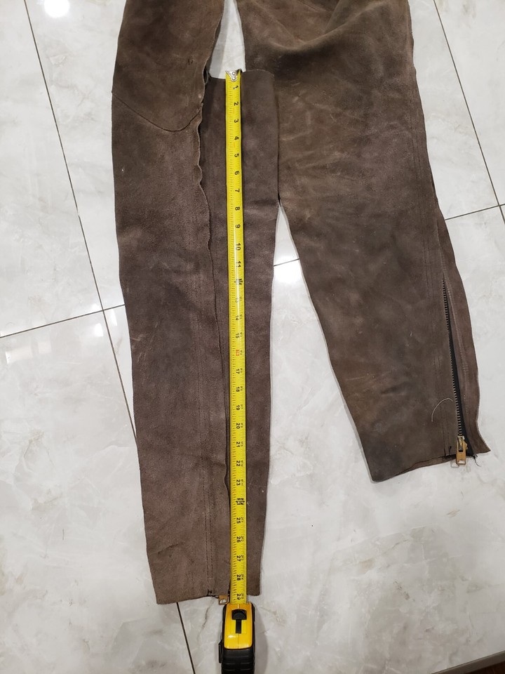 Leather Chaps Vintage Working Cowboy Rodeo Texas Talon Zipper Old Thick ...