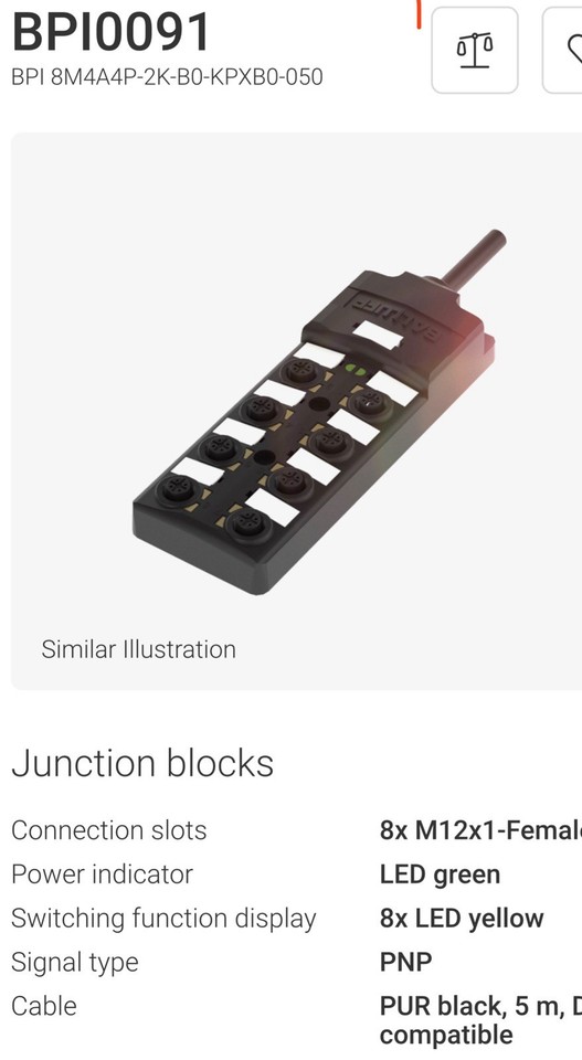 Balluff BPI0091 Junction Block Module BPI 8M4A4P-2K-B0-KPXB0-050 8XM12 ...