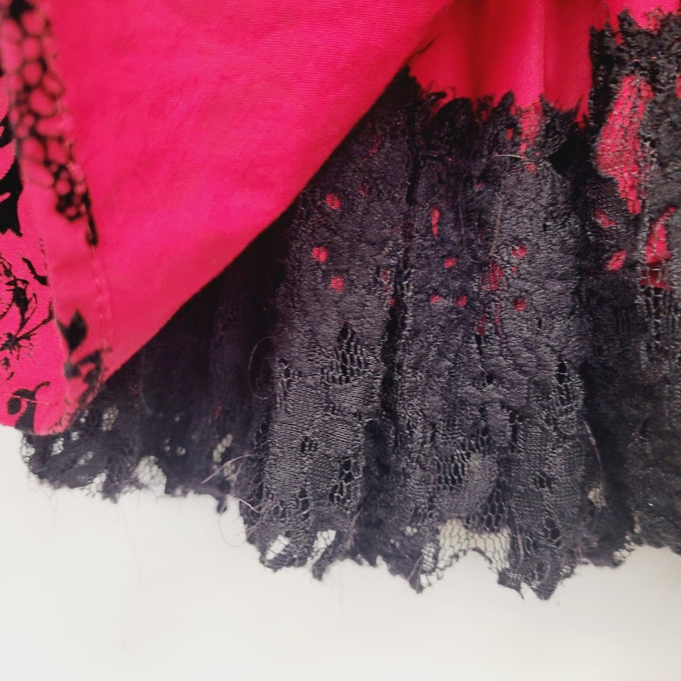 Hot Topic Skull Corset Dress Goth Punk Whimsigoth Red Black Lace Pin Up ...