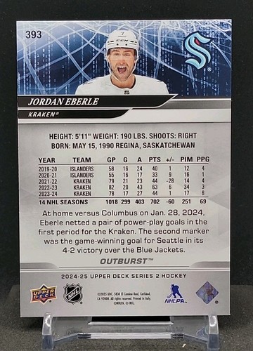 2024-25 Upper Deck Series 2 Jordan Eberle Outburst #393 | eBay