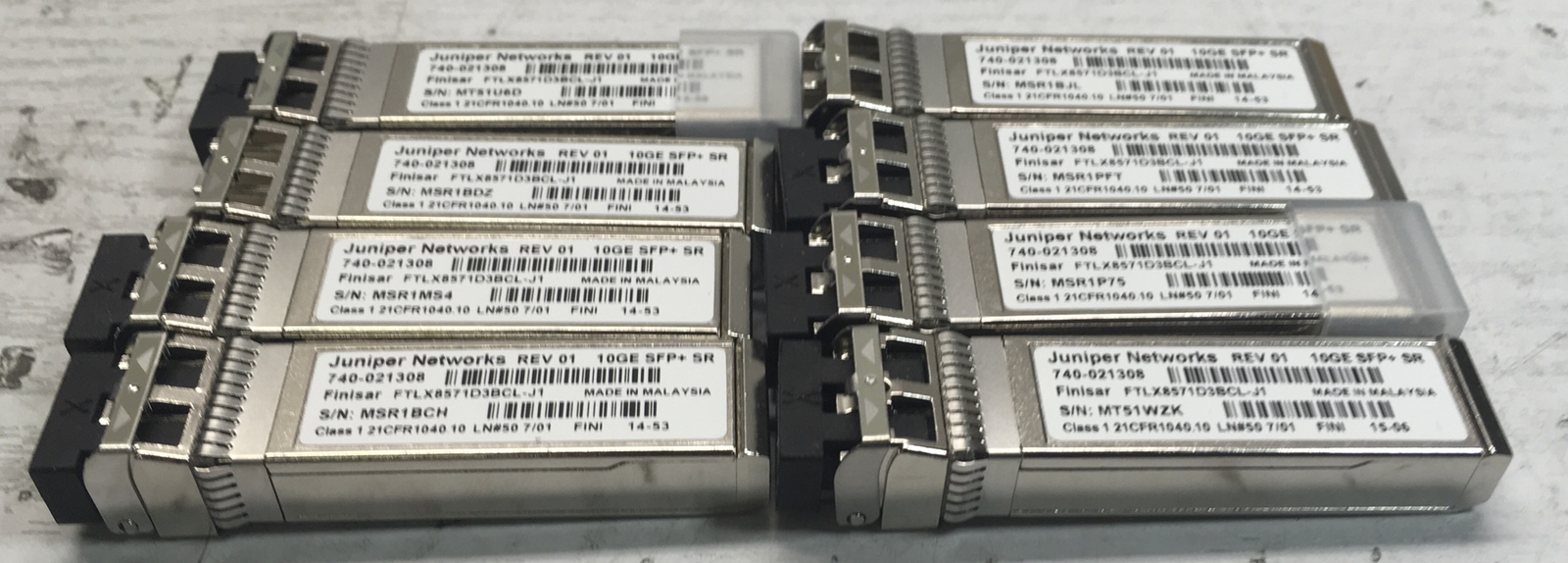 Lot of 8 Juniper Networks EX-SFP-10GE-SR SFPP-10GE-SR 740-021308 10G ...