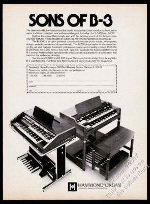 1978 Hammond B3000 B200 organ photo Sons Of B-3 vintage print ad | eBay
