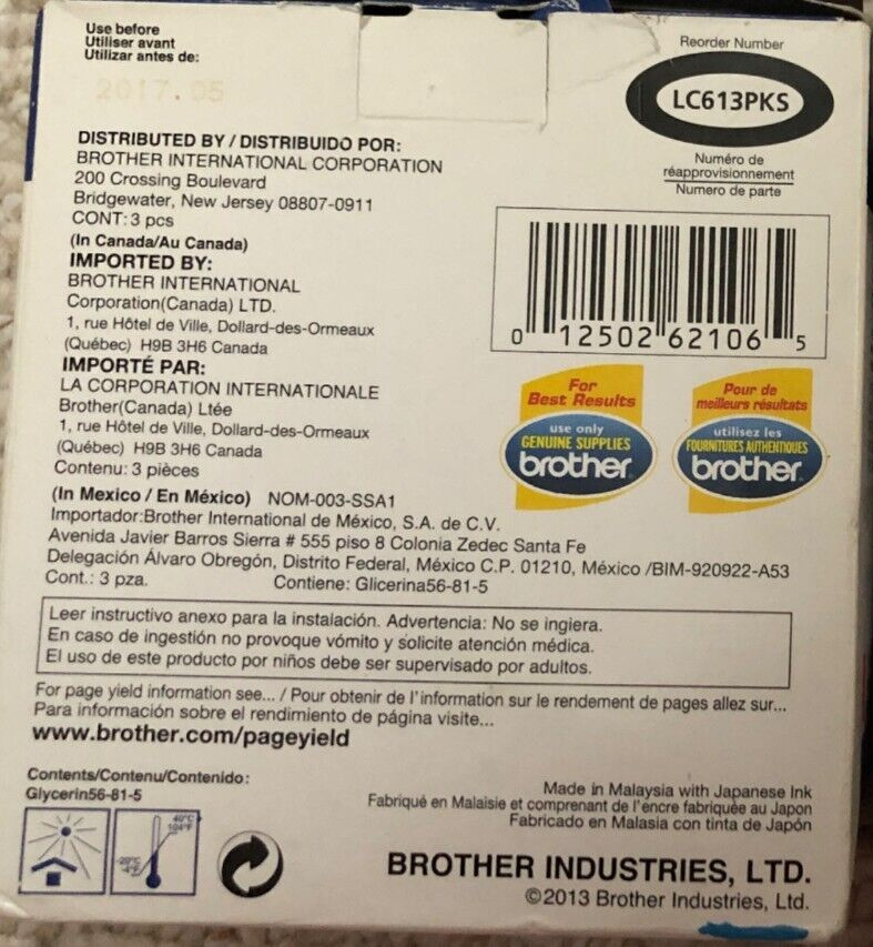 Brother LC61CL Ink Cartridges - CYAN MAGENTA YELLOW exp 2017 ...