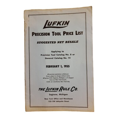 1955 Lufkin Precision Tool Price List #8 Or General Catalog #14-7.5 X 5 ...