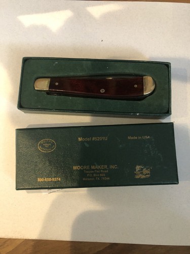Moore Maker Knife #5201U Trapper 3-7/8" closed. Red Bone, NO RESERVE | eBay