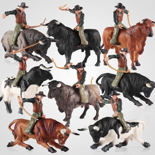 Plastic Simulated Bullfighting Rider Model Multicolor Standing Bull ...