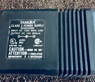 TAMURA 525AV4309 14V 800mA TAMURA Power Supply Adapter/lSLIGHTLY USED ...