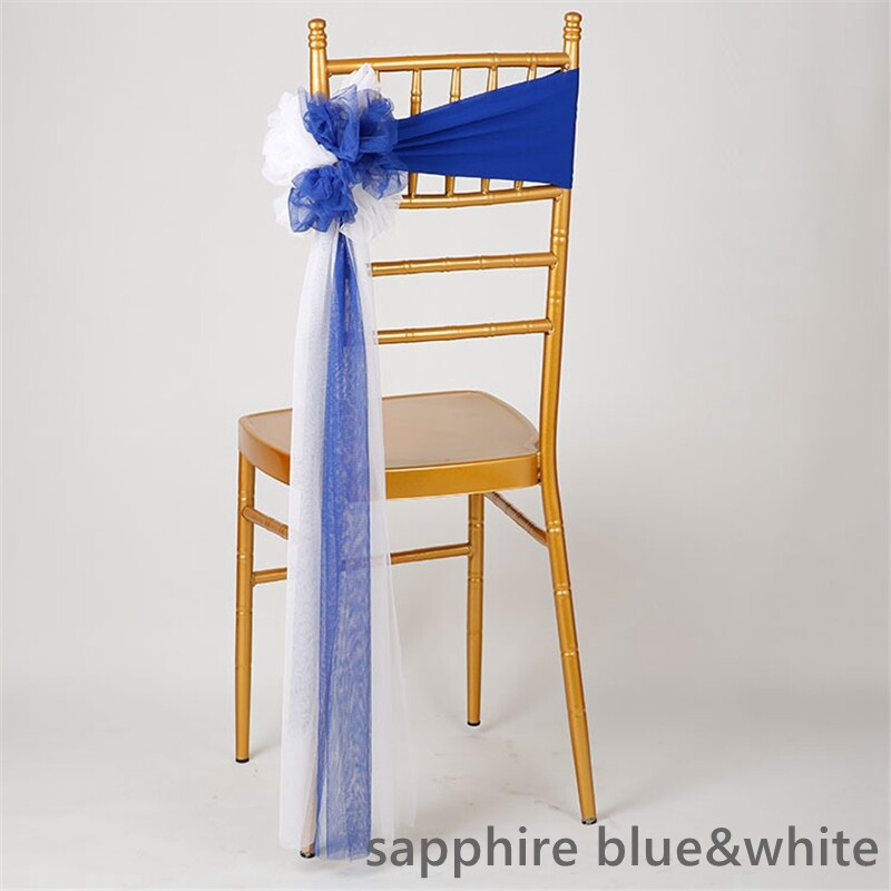 10pcs Wedding Chair Sash Ribbon Cover Mesh Tulle Voile Bow Stretch ...