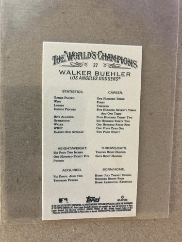 2022 Topps Allen & Ginter - Mini Gold Border #27 Walker Buehler for ...